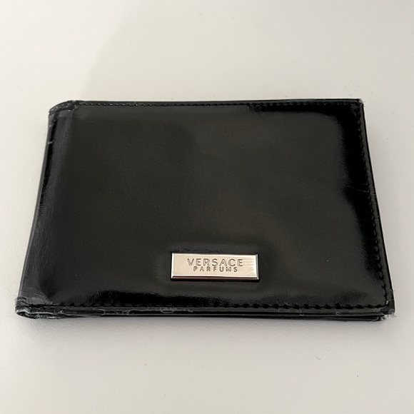 Versace Parfums | Bags | Versace Parfums Mens Black Bifold Wallet ...
